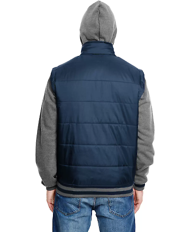 Burnside Clothing 8701 Nylon Vest with Fleece Sleeves Navy/ Charcoal ...